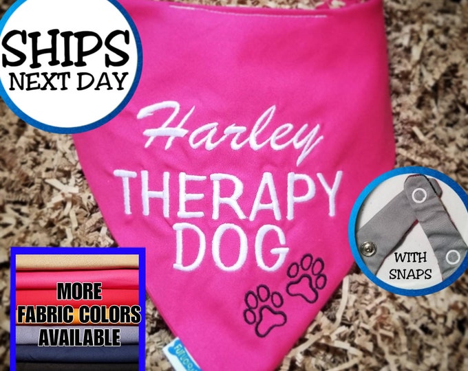 Personalized Therapy Dog Bandana | Embroidered Therapy Dog ...