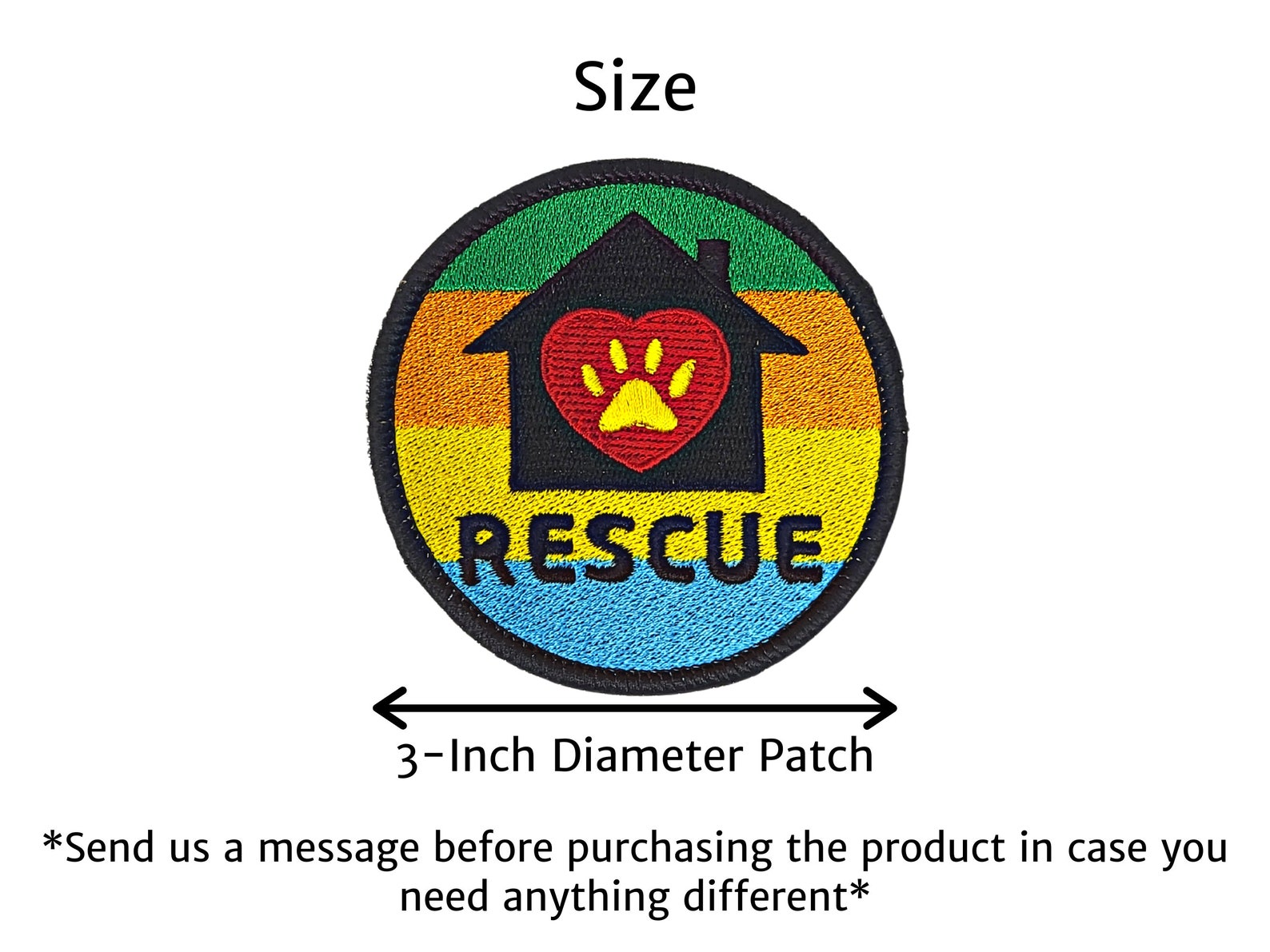Dog Rescue Patch | 3 Inch Round Patch | Embroidered Rescue Dog Patch ...