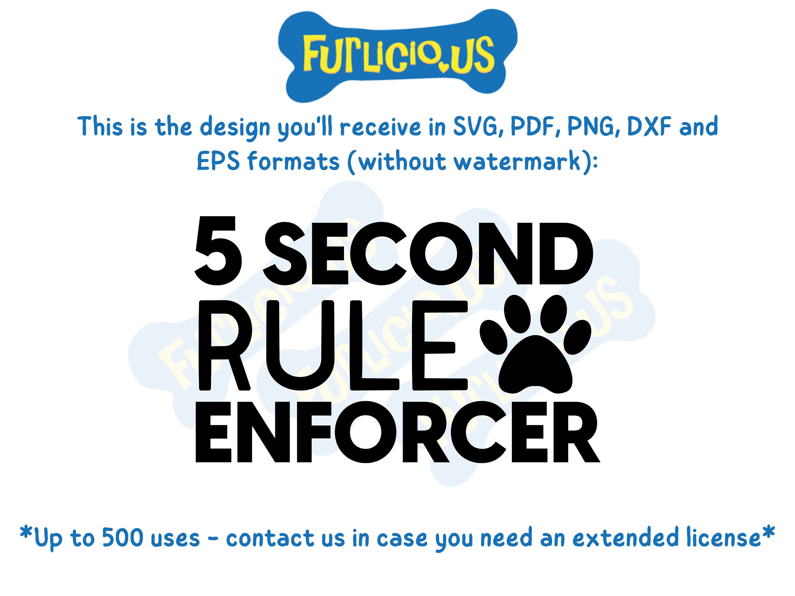 5 Second Rule Enforcer Text With Bone Design SVG PNG - Etsy