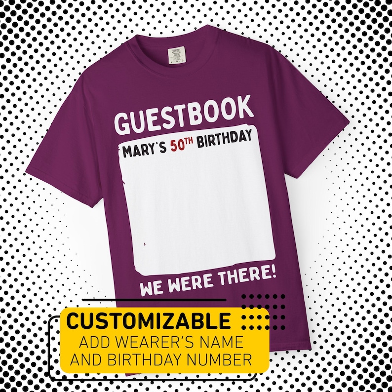 Personalized Birthday Guest Book T-shirt: Signature Keepsake, Milestone ...