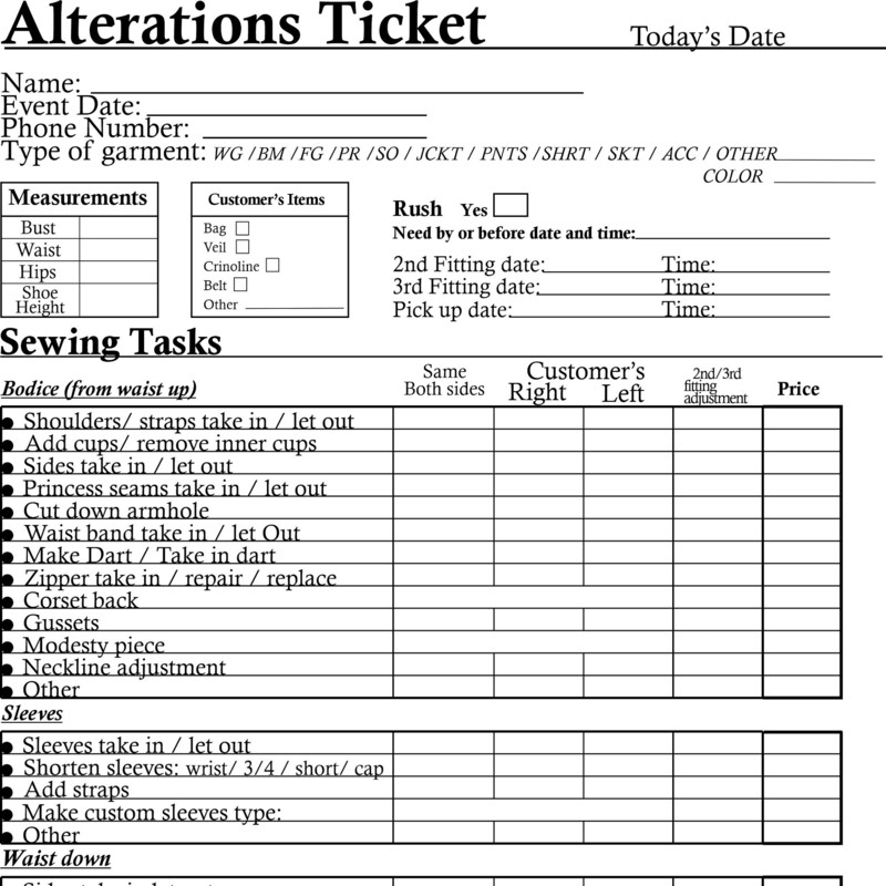Alteration Ticket - Etsy