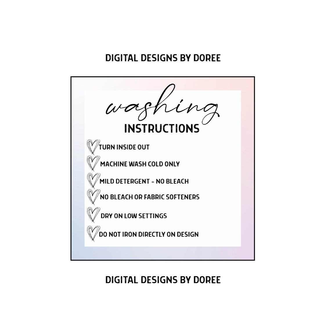 Garment Care Card for SVG, Wash Instructions for HTV Instant Download ...