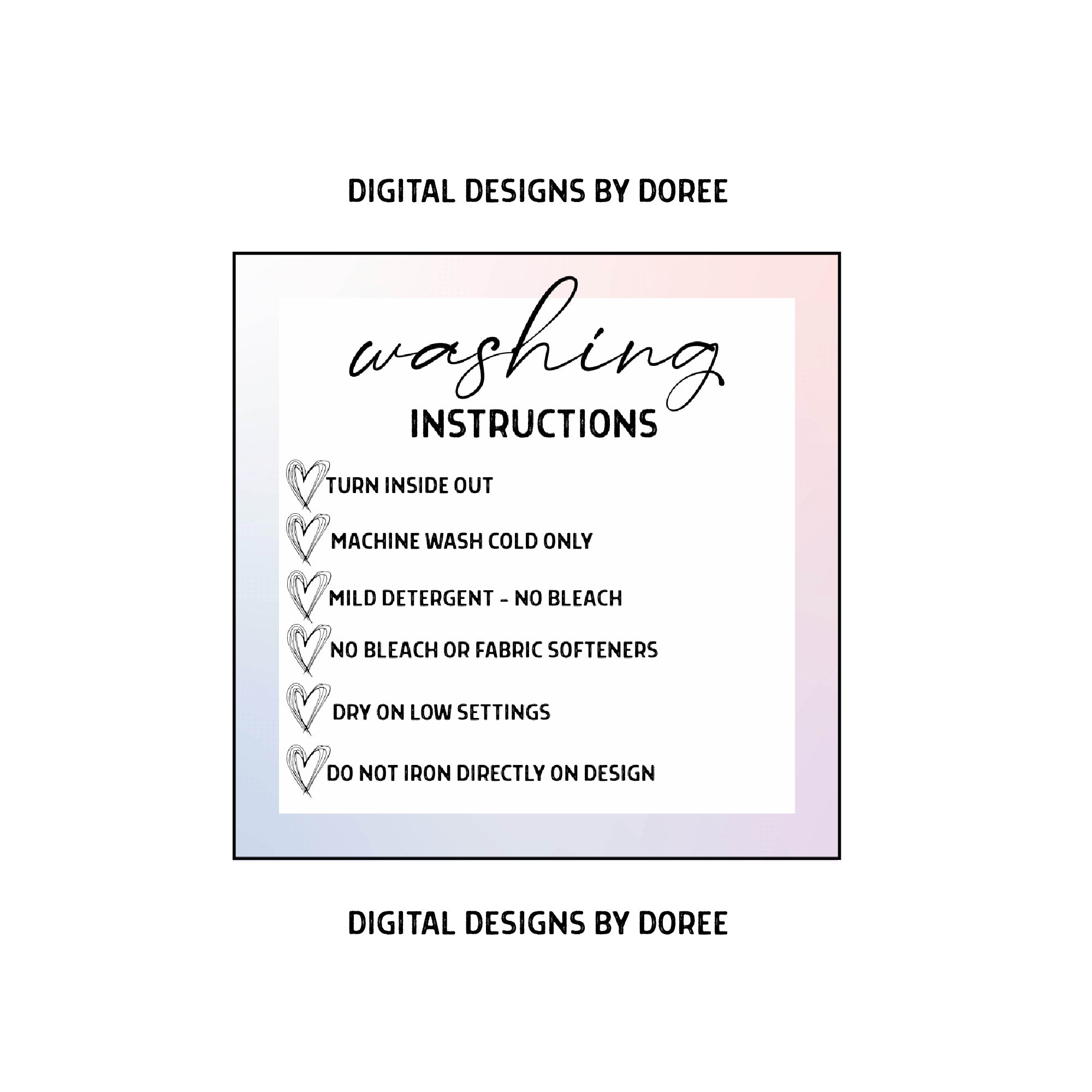 Garment Care Card for SVG, Wash Instructions for HTV Instant Download ...