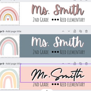 13 Boho Rainbow Custom Email Signatures Editable Template, Name Tags ...