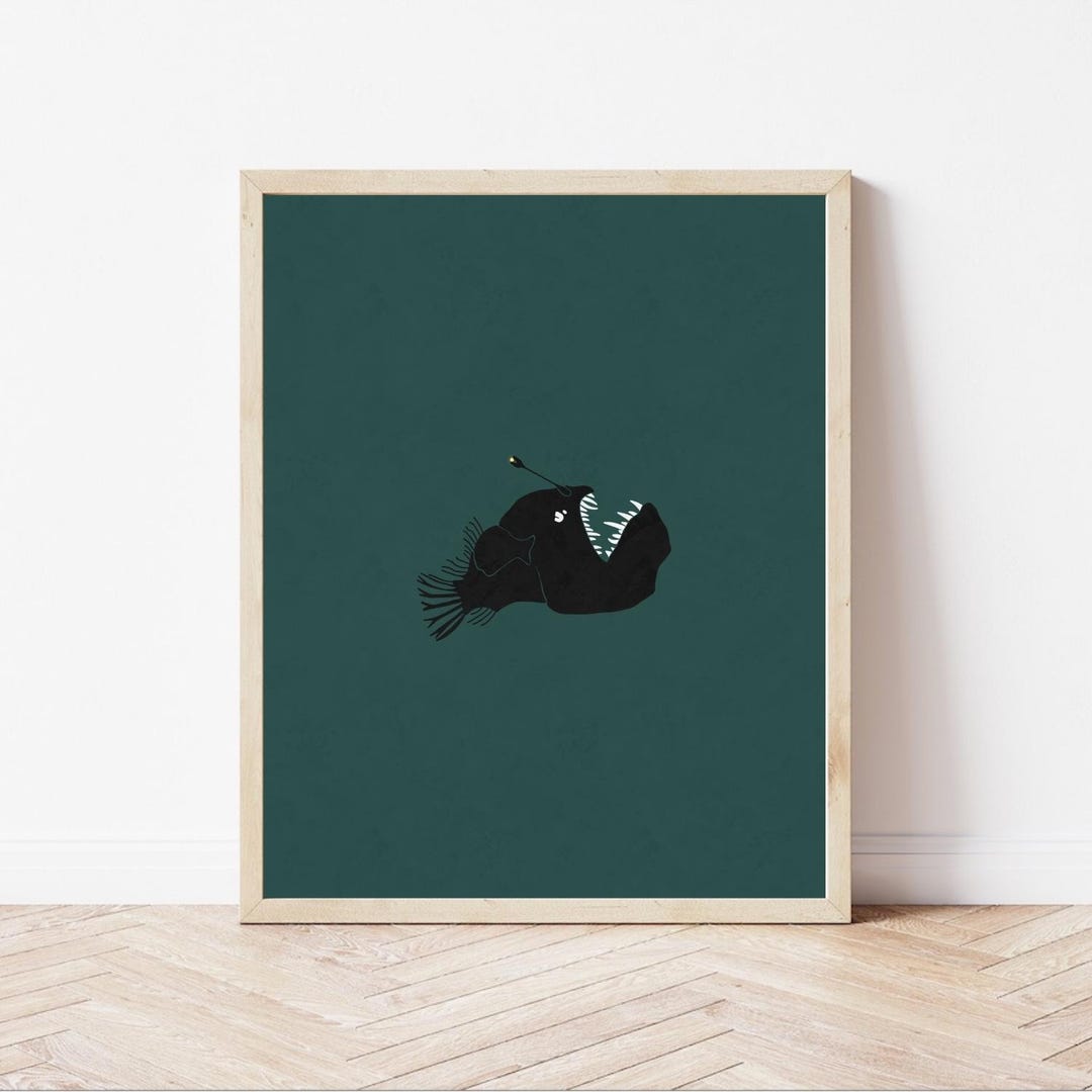 Anglerfish | Biologist Wall Art | Oceanologist | Boho Wildlife Art ...
