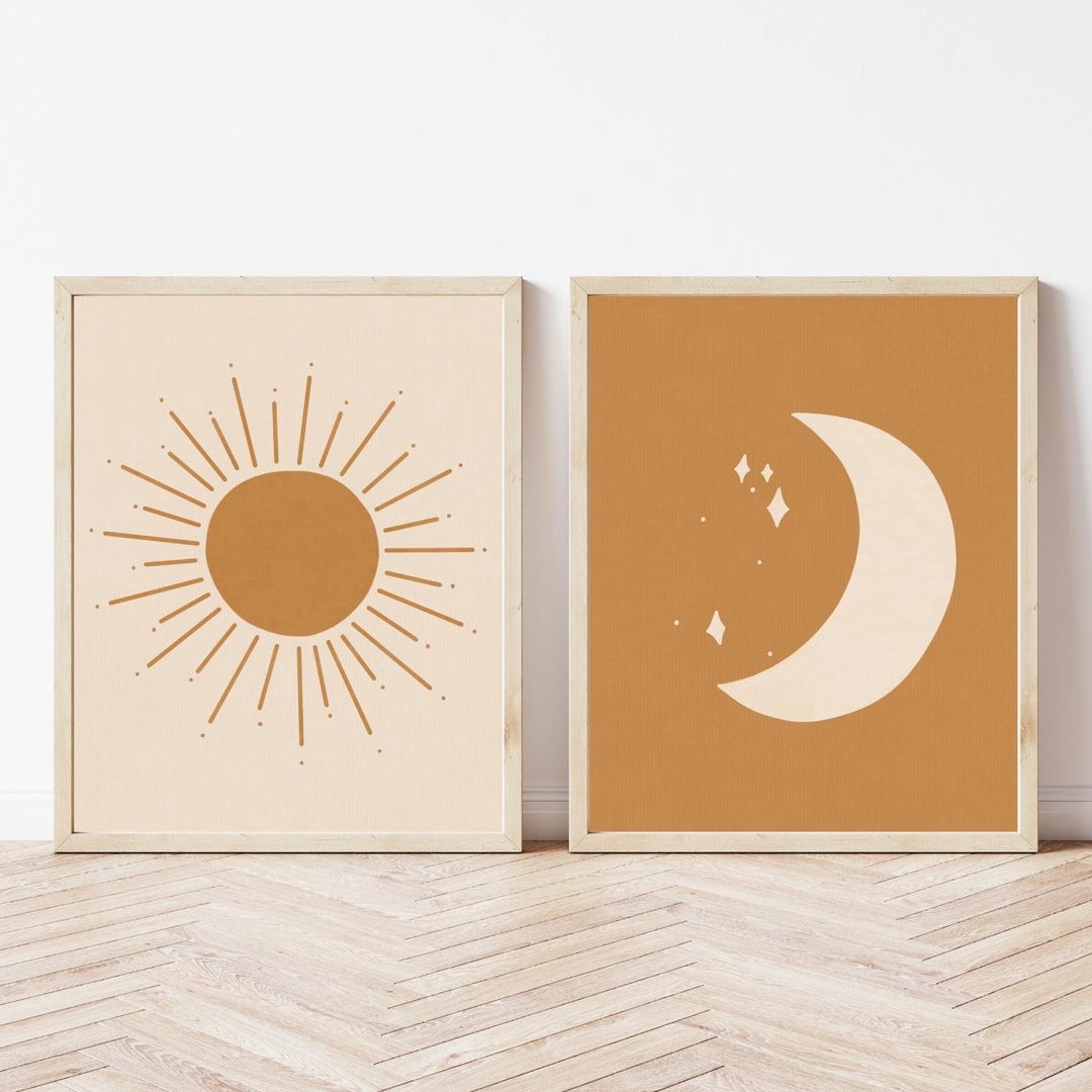 Sun + Moon Wall Art | Boho Home Decor | Astronomy Vibes | Cozy Home ...