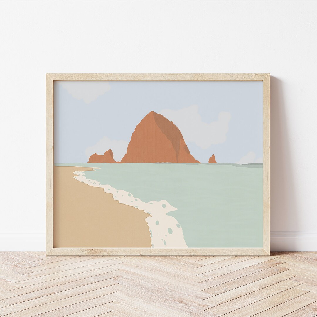 Cannon Beach, OR Art Print Simple Wildlife Home Decor Beach Decor ...