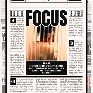 FOCUS | Motivational Wall Art Print | Inspirational Digital Download ...
