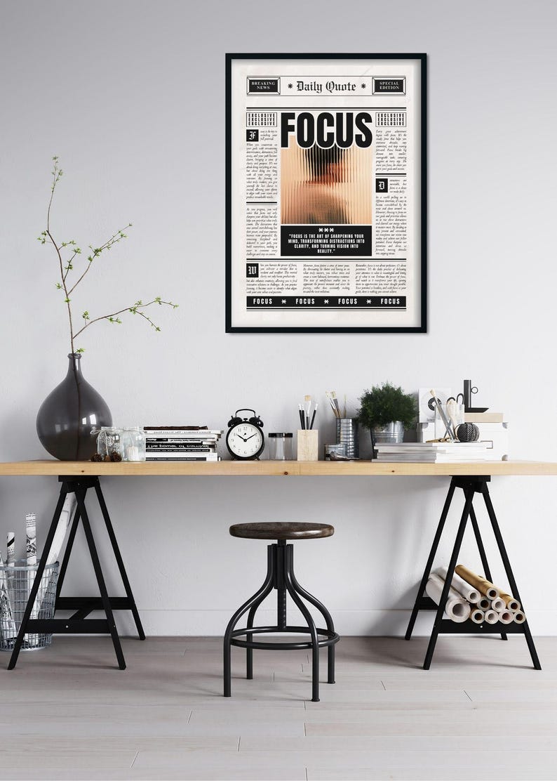 FOCUS | Motivational Wall Art Print | Inspirational Digital Download ...