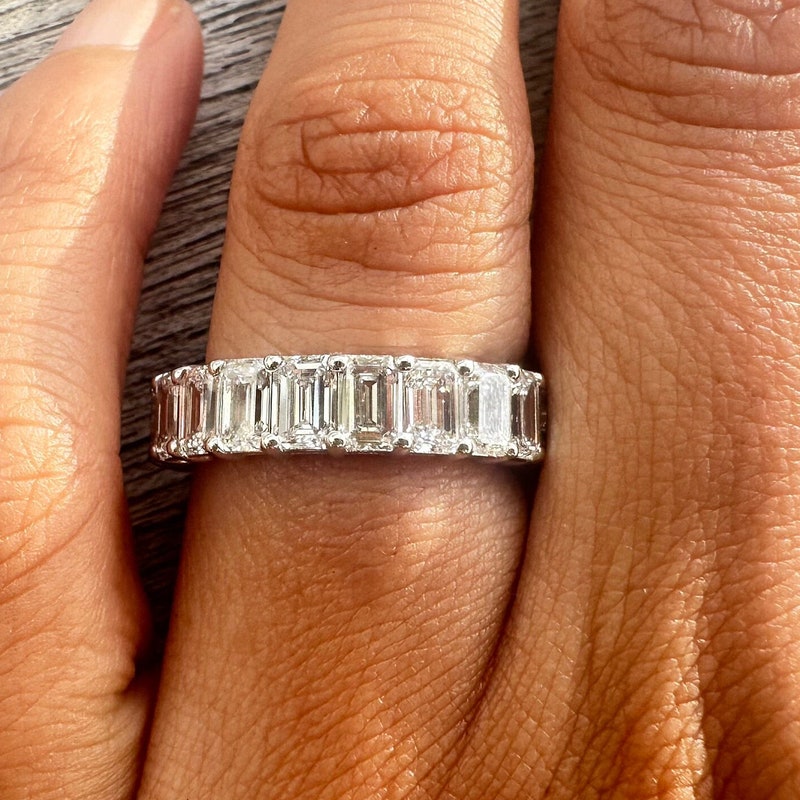 Emerald Eternity Cut Ring - Etsy