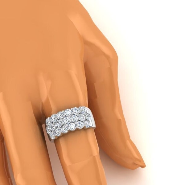 3 Row Diamond Ring - Etsy