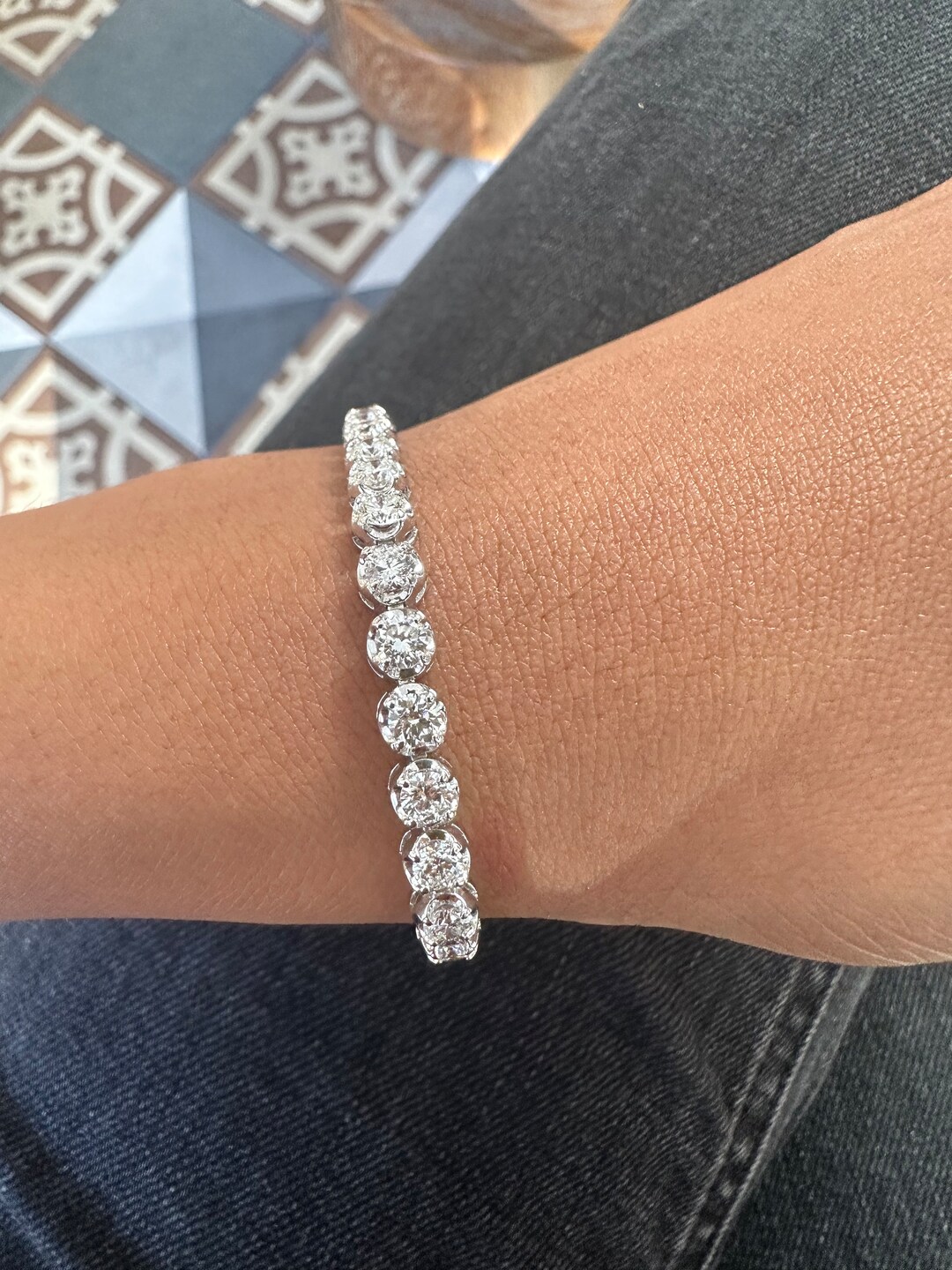 6 Carat Diamond Bracelet, Illusion Diamond Bracelet. Women's Big ...