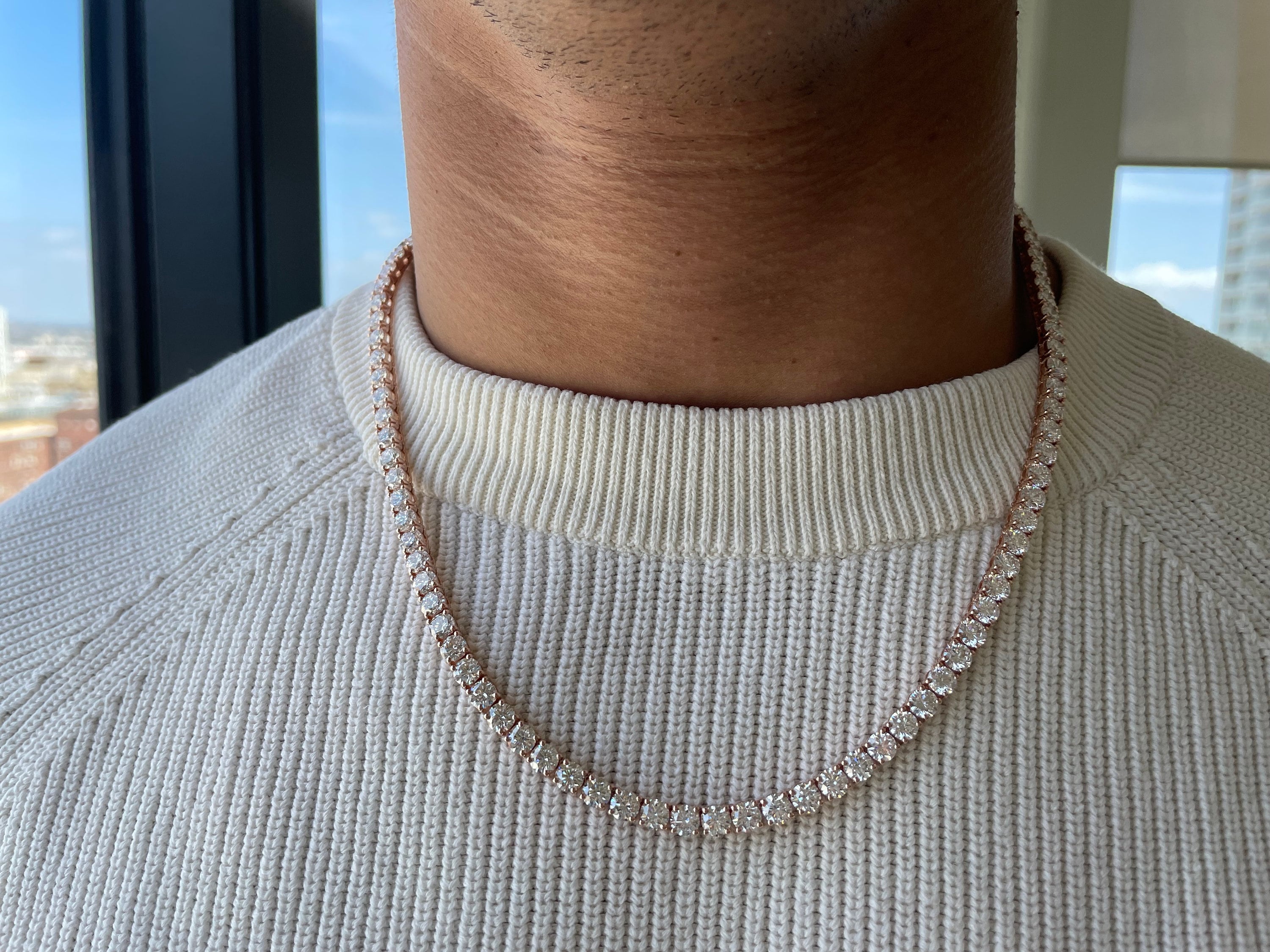 Tennis diamond necklace mens store