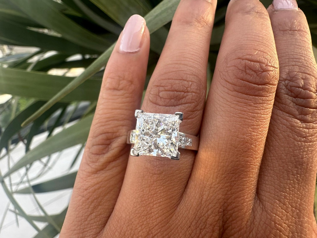 Princess Cut Diamond Ring, Princess Cut Engagement Ring, 14K White Gold ...