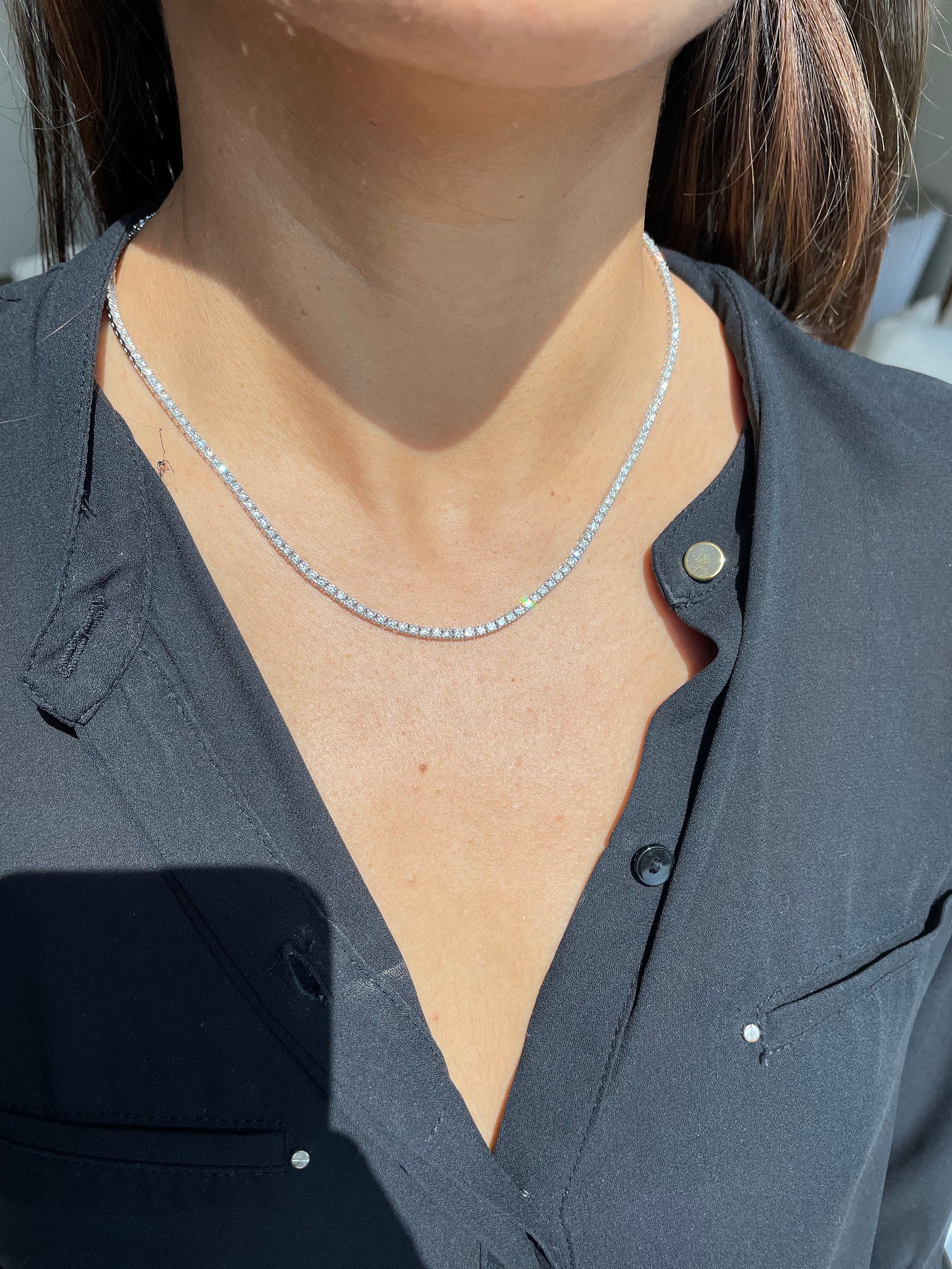 12 Carat Diamond Tennis Necklace, 14K White Gold Diamond Necklace ...
