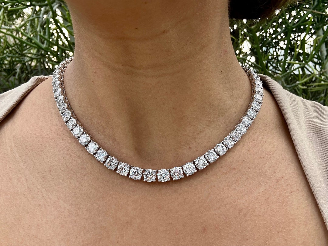 40 Carat Diamond Tennis Necklace, 40 Carat Diamond Necklace, Women's 40 ...
