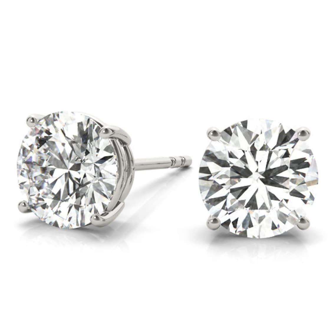4 Carat Diamonds Studs, 4 Carat Total Weight Diamonds Earrings. 4 Carat ...