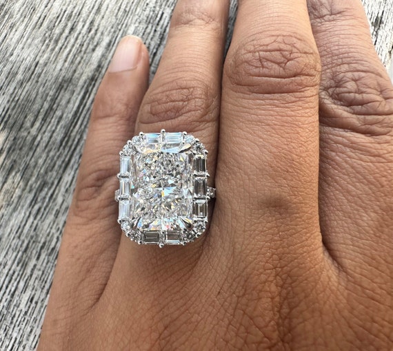 8 Carat Diamond Ring Radiant Diamond Engagement Ring Ring Big Diamond Engagement Ring. 14K White Gold Engagement Ring Etsy