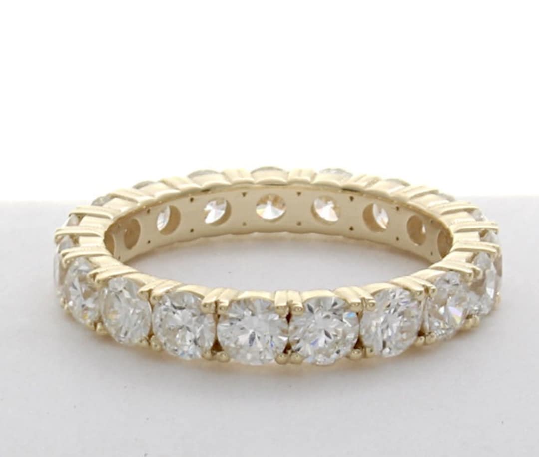 Diamond Eternity Band, 3 Carat Diamond Eternity Ring, Yellow Gold Diamond Wedding Band, Diamond ...