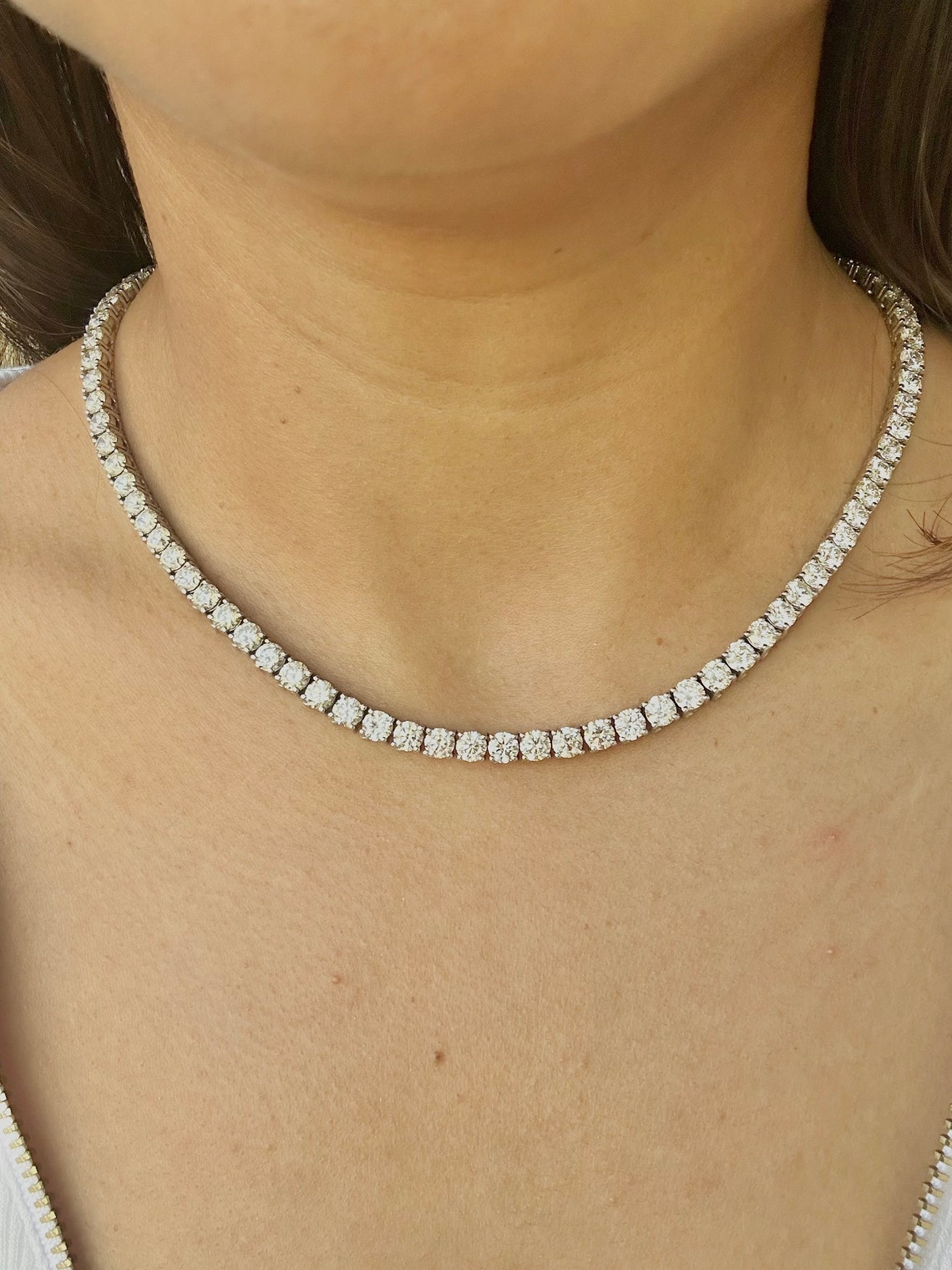 25 Carat Diamond Tennis Necklace. 14k White Gold Diamond Tennis ...