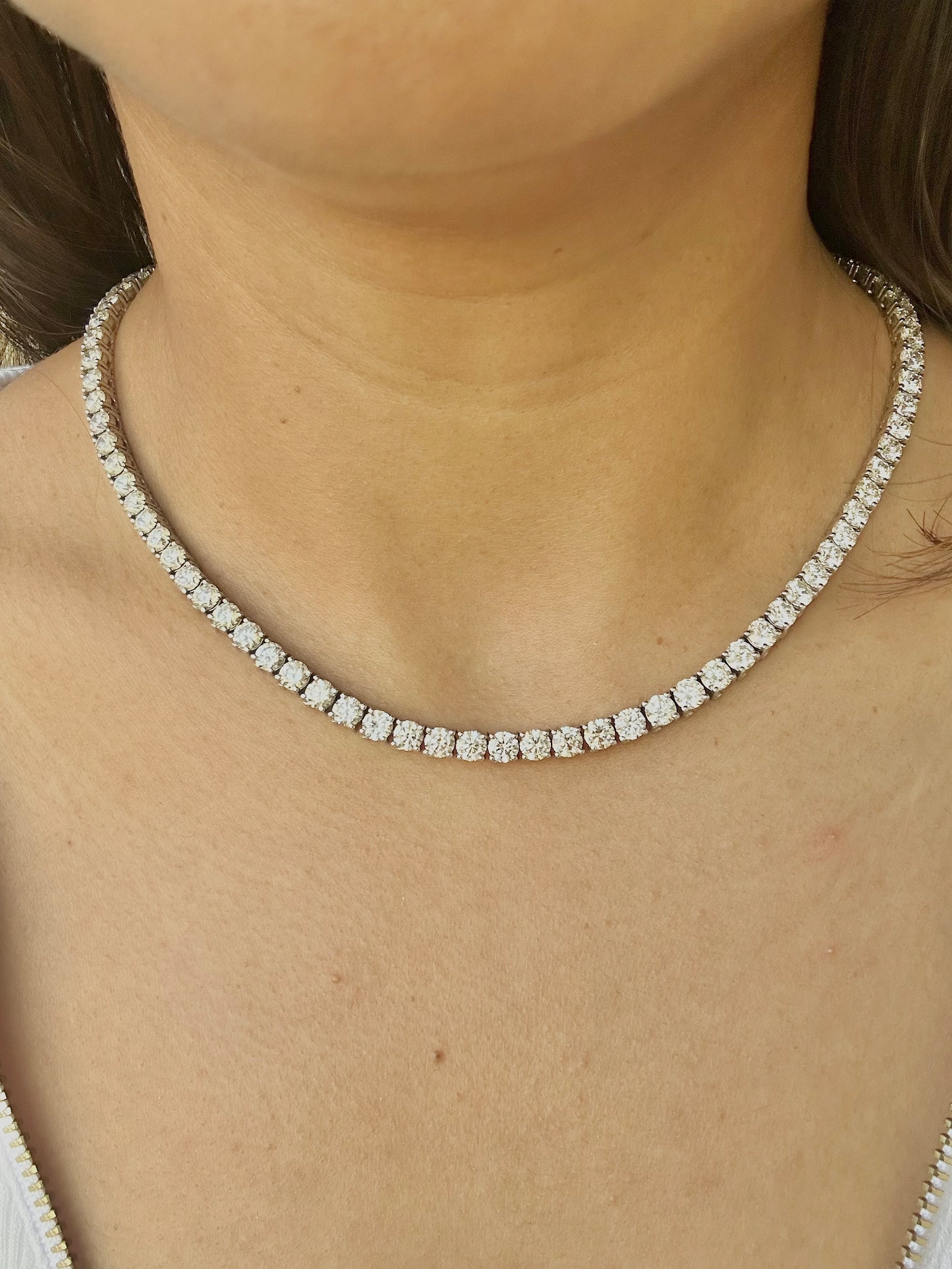 25 Carat Diamond Tennis Necklace. 14k White Gold Diamond Tennis ...