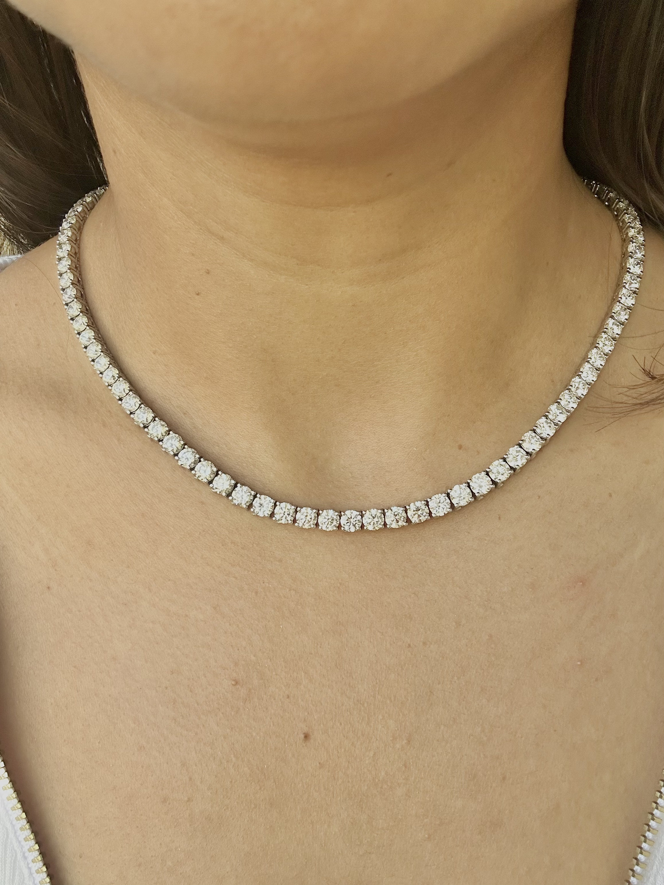 25 Carat Diamond Tennis Necklace. 14k White Gold Diamond Tennis ...