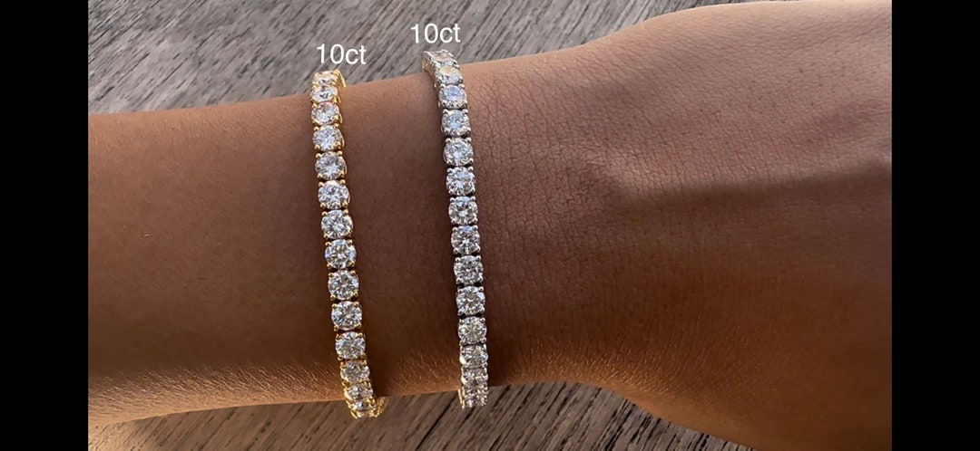 10 Carat Diamond Bracelet. 14k White Gold 10 Carat Diamond Bracelet. Womens Diamond Bracelet. Womens Diamond Tennis Bracelet With 10 Carat Etsy