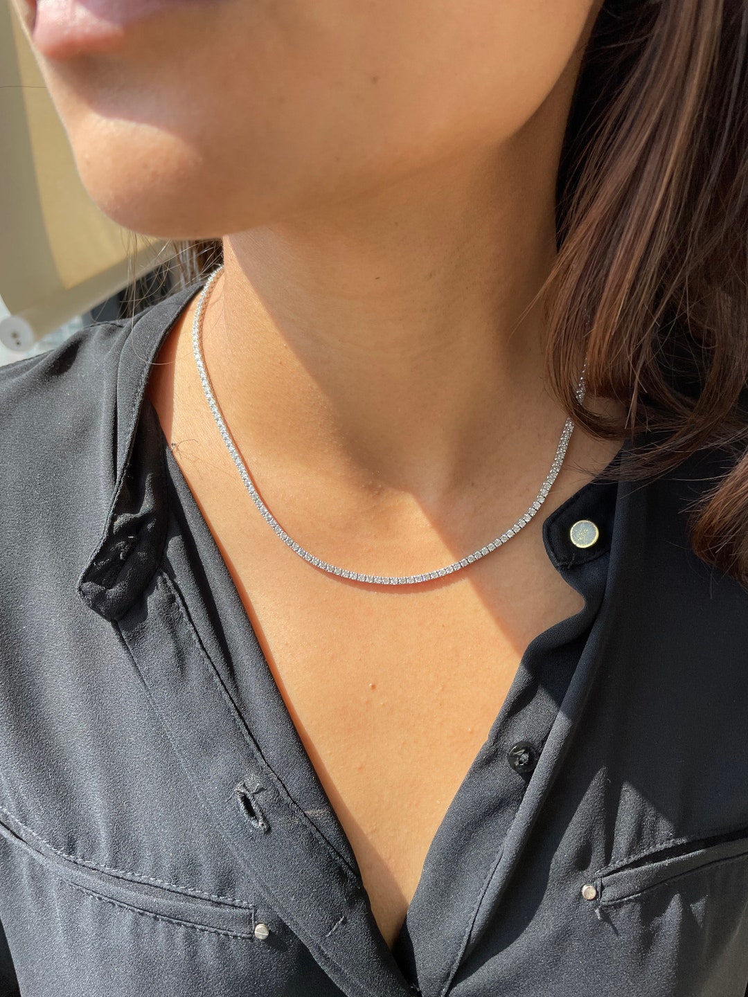12 Carat Diamond Tennis Necklace, 14K White Gold Diamond Necklace ...