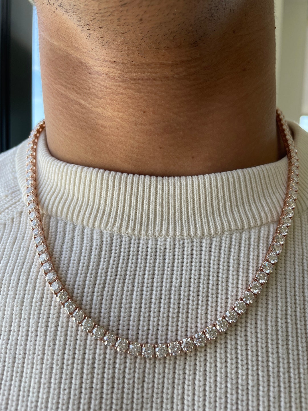 40 Carat Diamond Tennis Necklace. Men’s Diamond Tennis Necklace. 40 ...