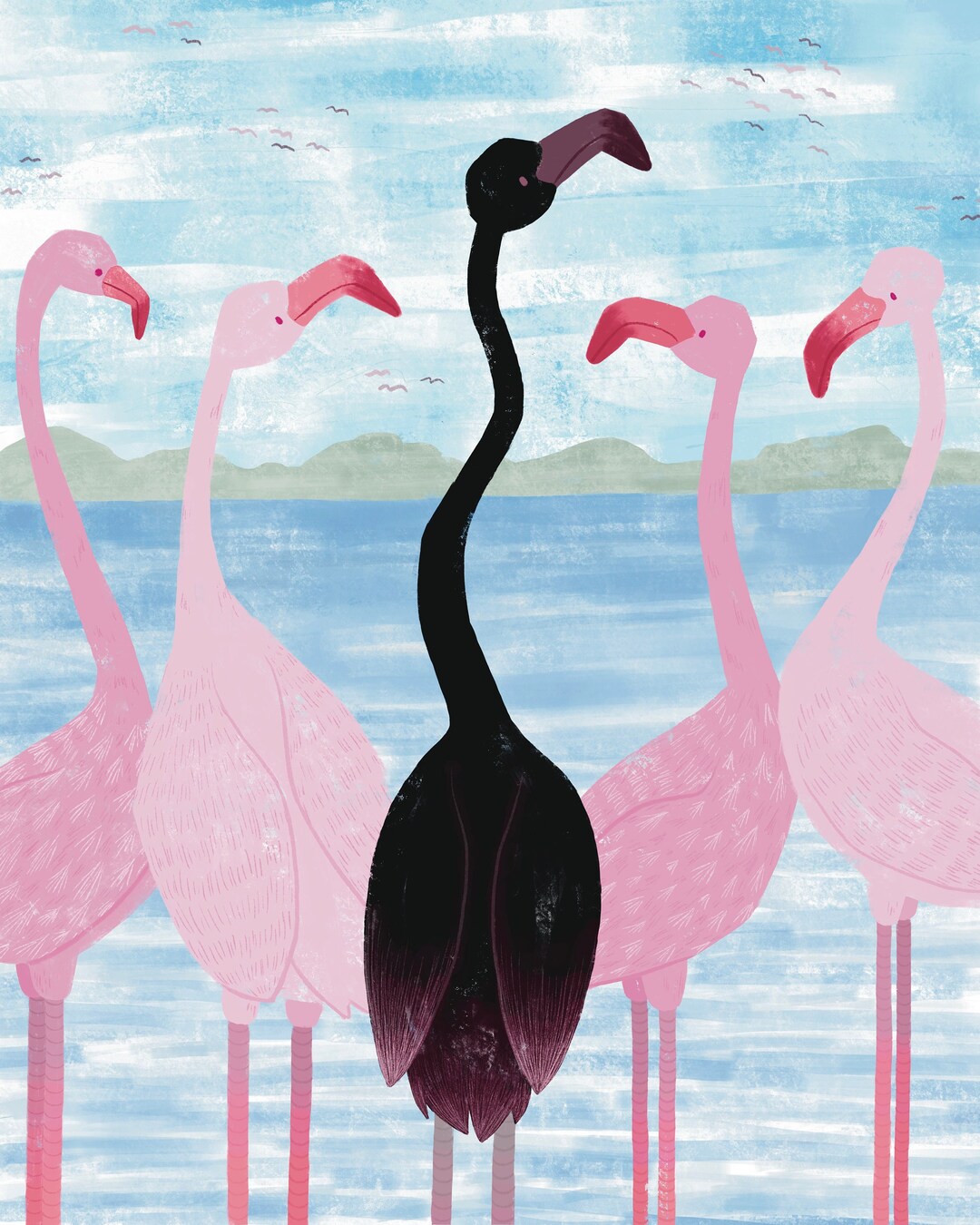 Stand Out in a Crowd - Flamingo Illustration Art Print - Etsy
