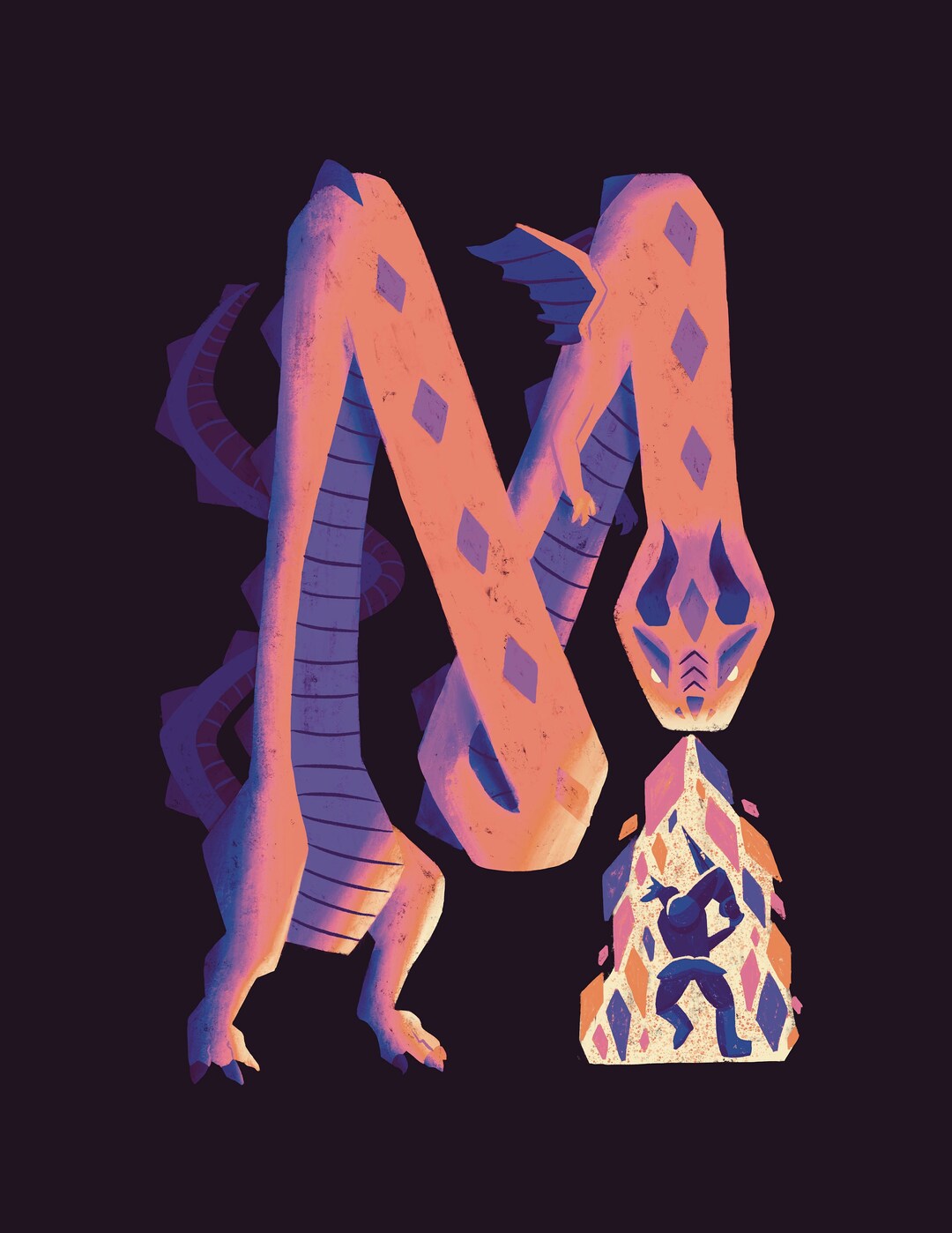 Myth - Dragon and Knight - Medieval - Beowulf - Illustration Art Print ...