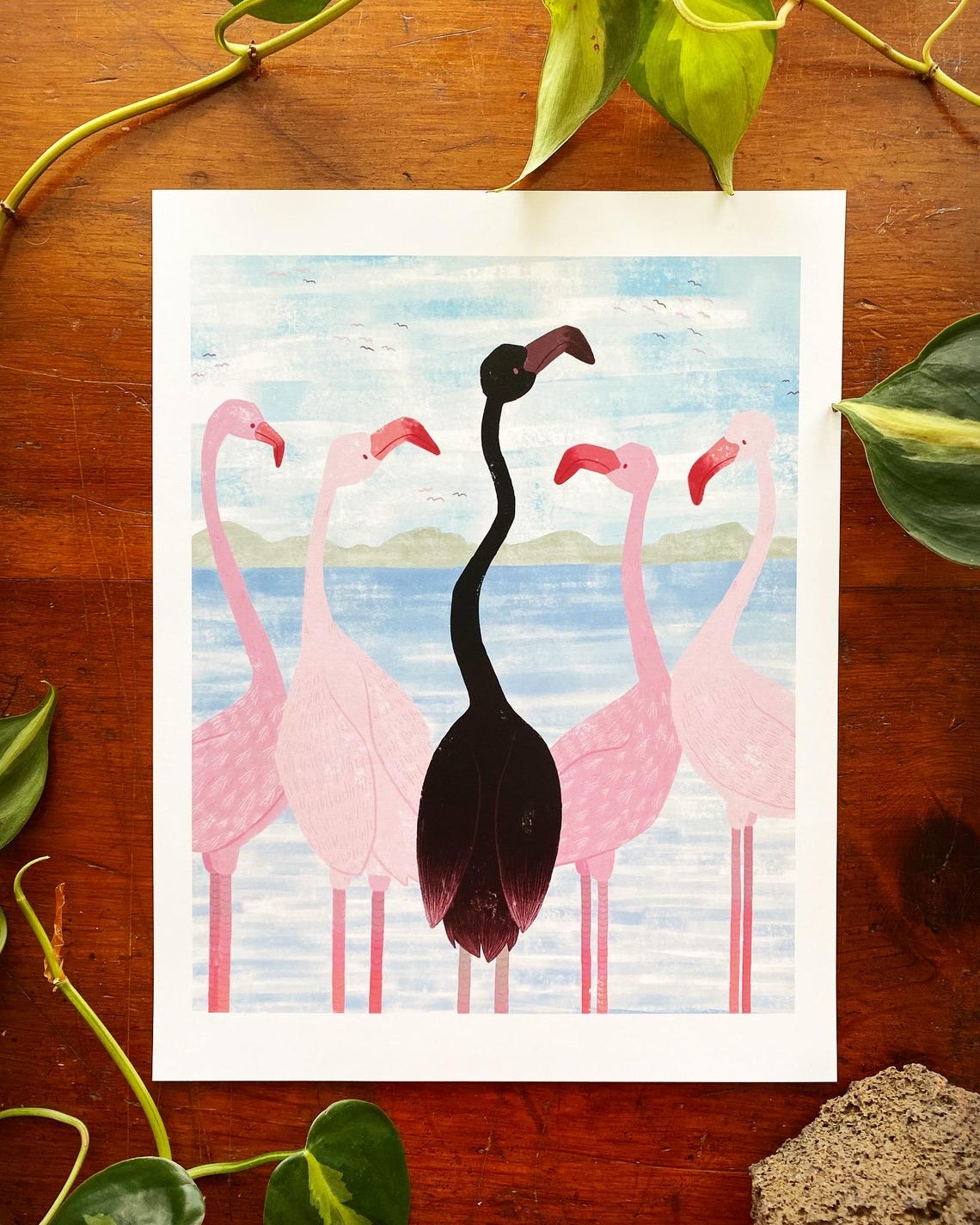 Stand Out in a Crowd - Flamingo Illustration Art Print - Etsy