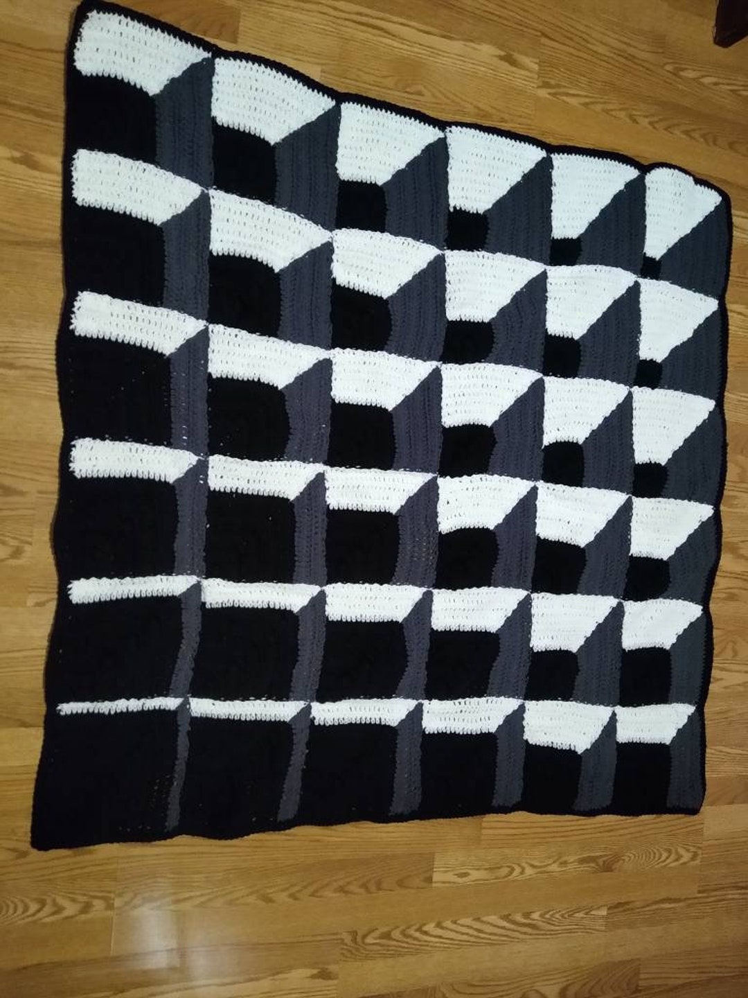 3D Optical Illusion Crochet Blanket - Etsy