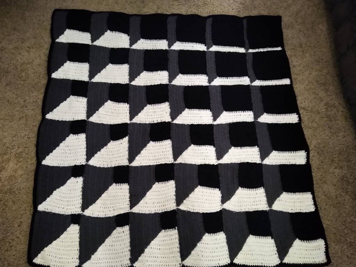 3D Optical Illusion Crochet Blanket - Etsy France