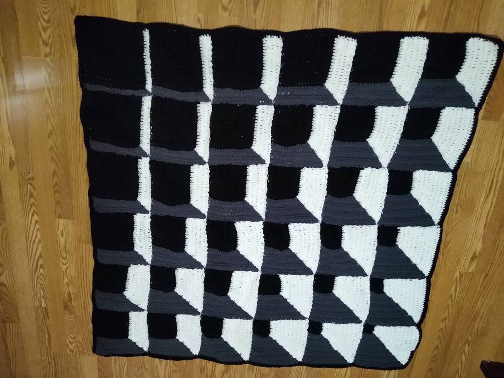 3D Optical Illusion Crochet Blanket - Etsy France