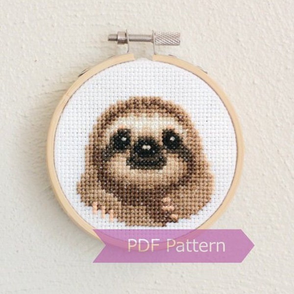 Sloth Cross Stitch - Etsy