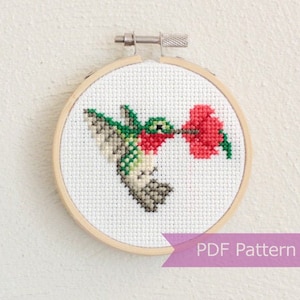 Hummingbird Cross Stitch Pattern PDF Humming Bird Embroidery - Etsy