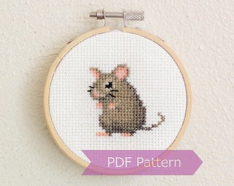 Mouse Cross Stitch Pattern Rat Mice Small Animal Cute Footwear Art DIY ...