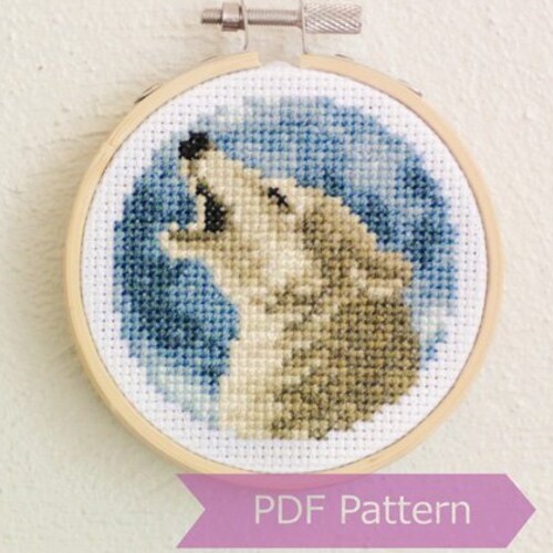 Wolf Cross Stitch Pattern 1 Instant PDF Download Wolf - Etsy