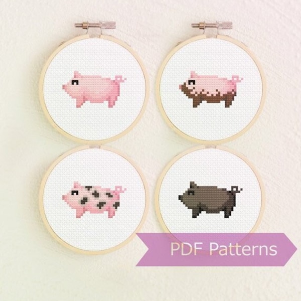 Pig Cross Stitch - Etsy