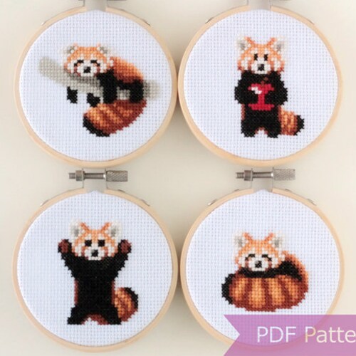 Red Panda Bundle Cross Stitch Pattern PDF Red Panda - Etsy