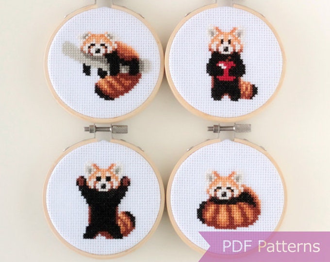 Red Panda Bundle Cross Stitch Pattern PDF Red Panda - Etsy UK