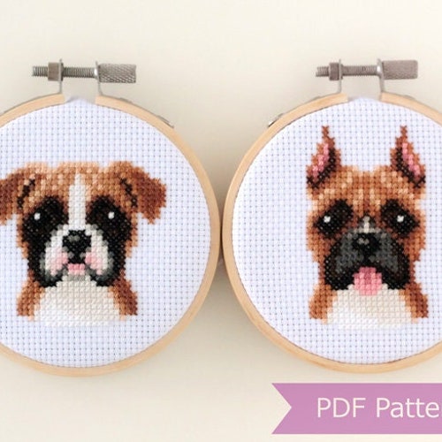 Boxer Cross Stitch Pattern PDF Bundle Boxer Embroidery | Etsy