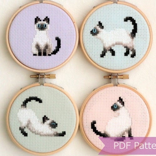 Siamese Cat Cross Stitch Pattern Bundle Siamese Cat - Etsy