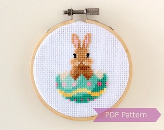Mini Cute Easter Bunny Rabbit Cross Stitch Pattern Instant PDF Download ...