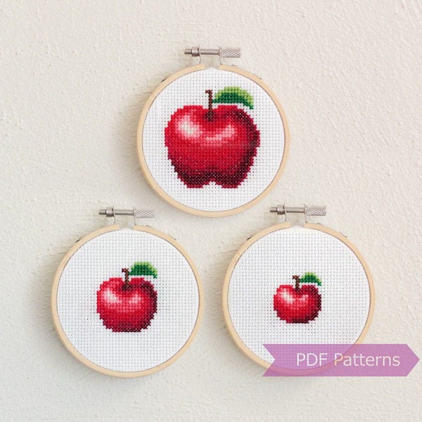 Cross Stitch Apple - Etsy