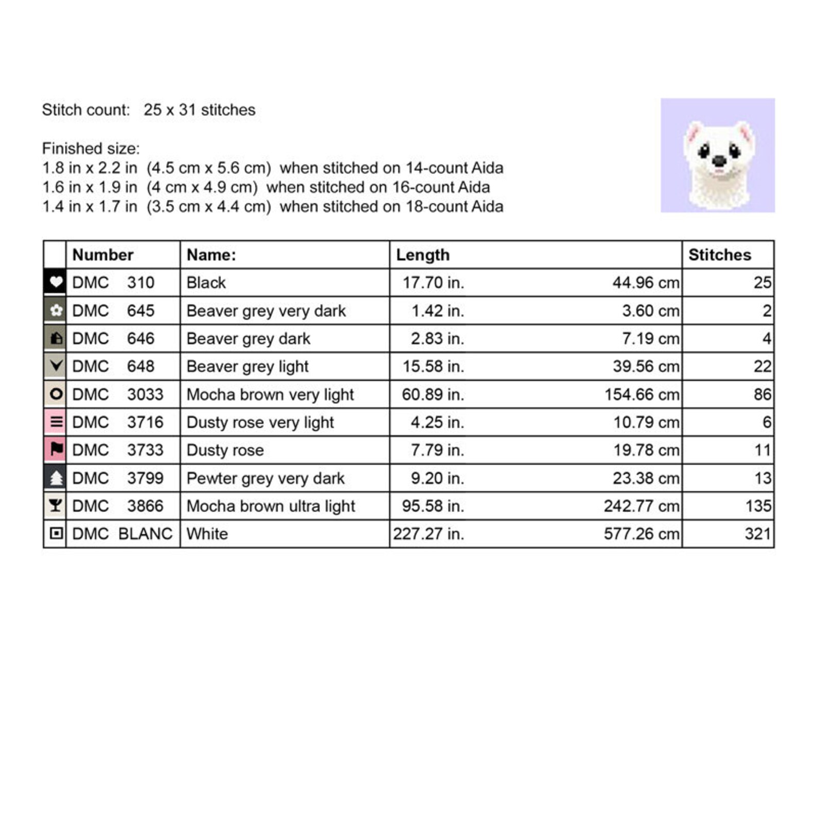 Stoat Cross Stitch Pattern PDF Bundle - Stoat/weasel Winter and Summer ...