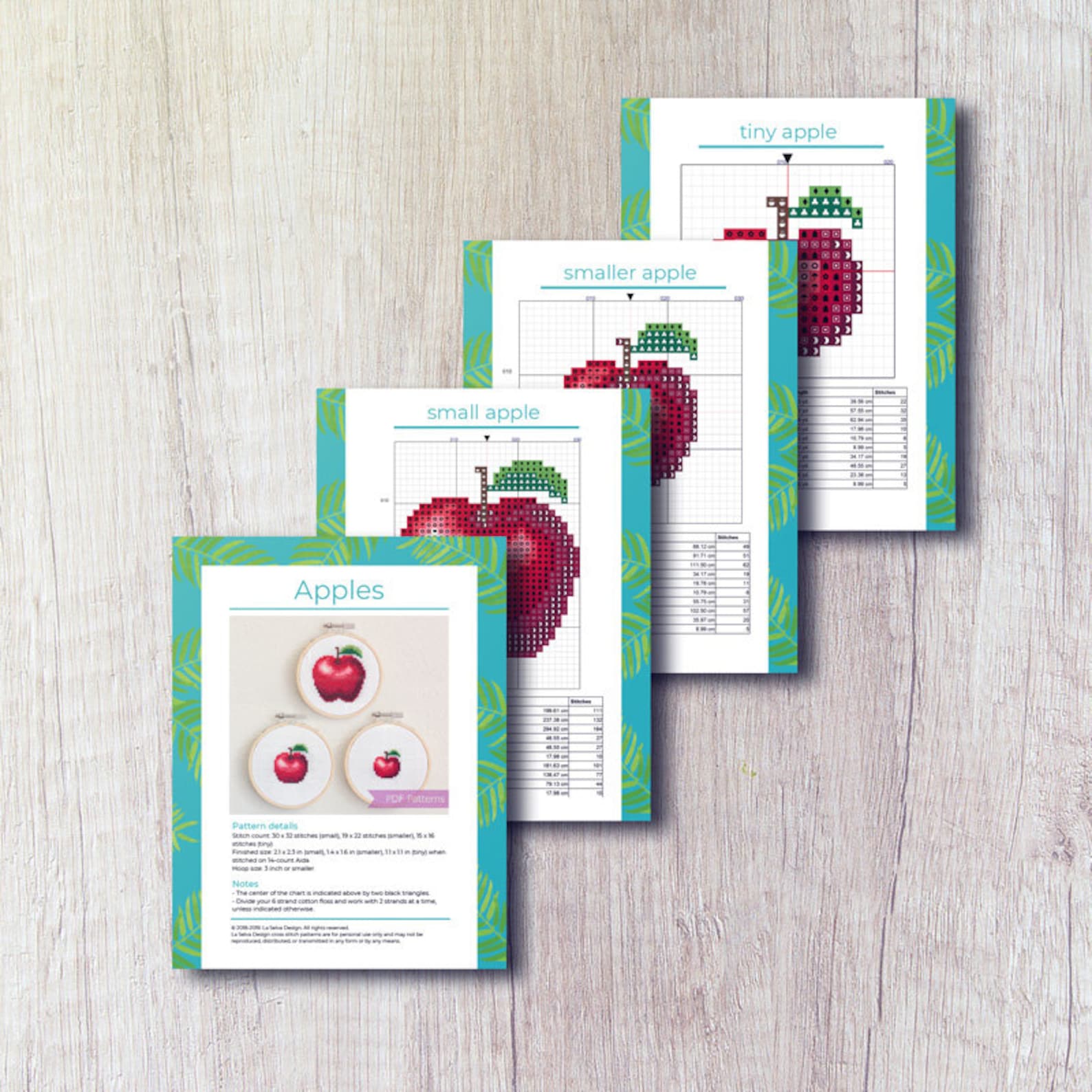 Apples Cross Stitch Pattern PDF - Apple Embroidery - 3 Sizes (small ...