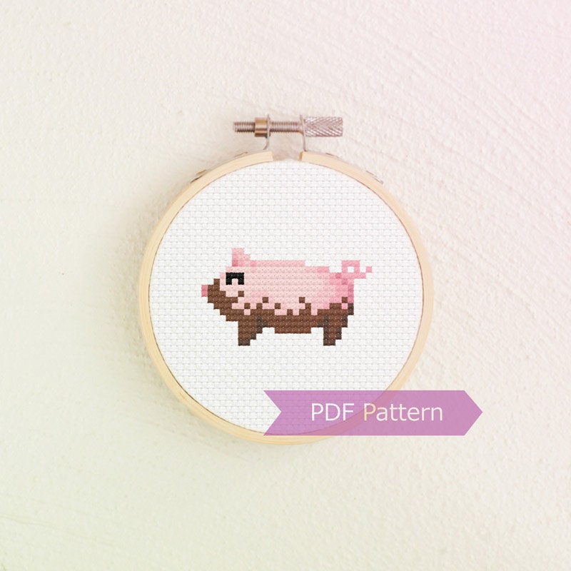 Pig Cross Stitch Patterns Bundle - Set of 4 PDF Patterns (pink Pig ...
