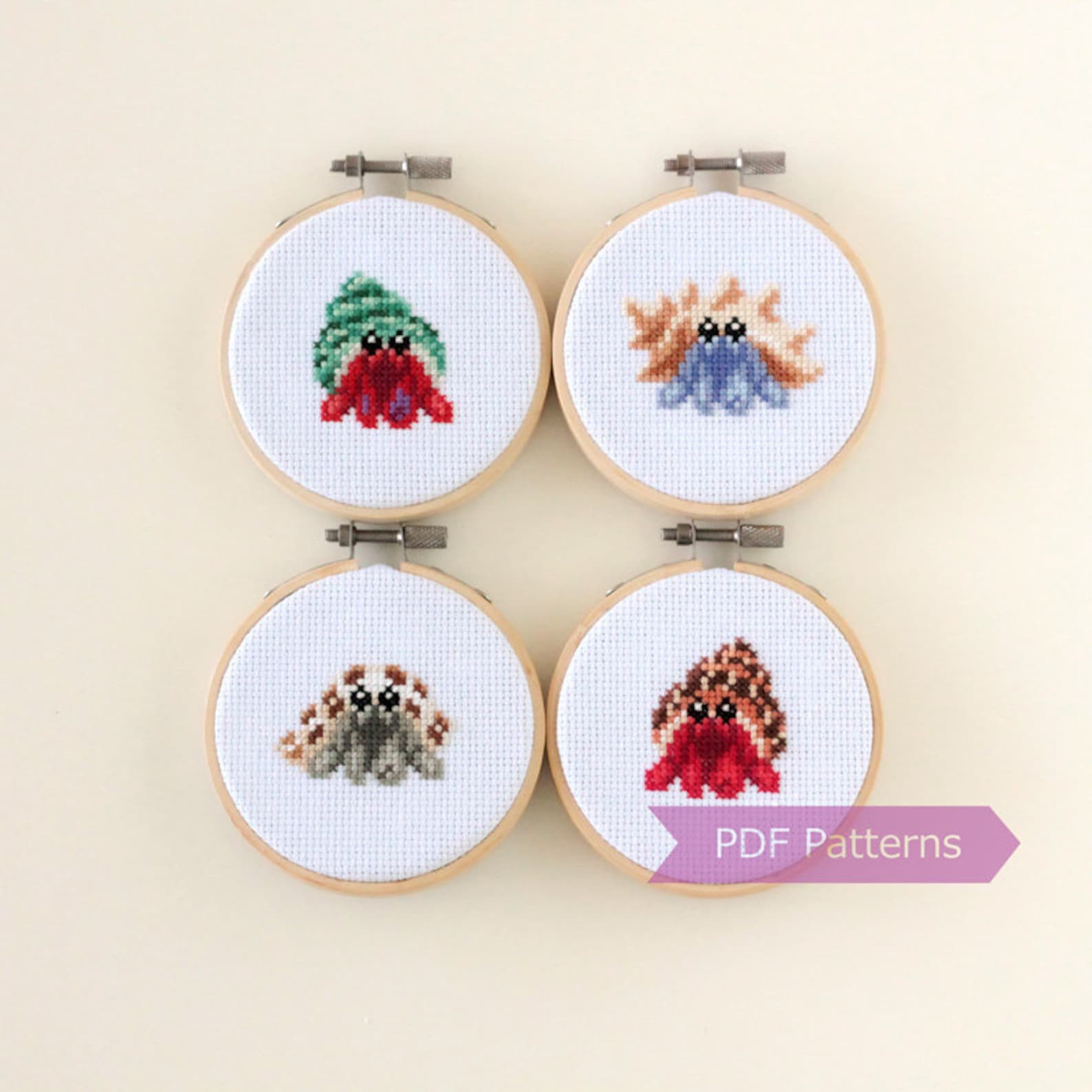 Hermit Crabs Cross Stitch Pattern PDF Bundle Set of 4 Hermit Crab ...